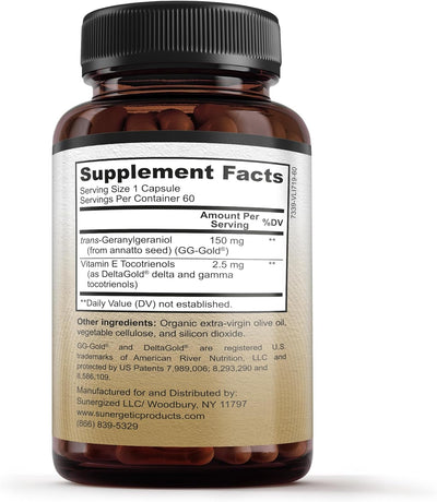 GG-Gold 150mg with DeltaGold Vitamin E Tocotrienols - 60 Capsules