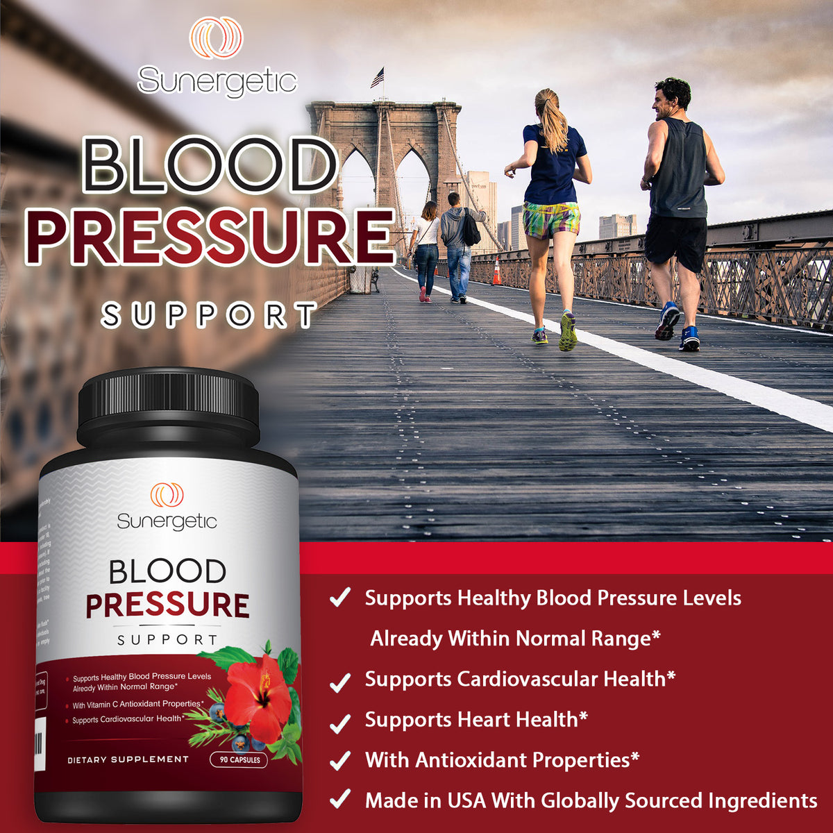 Premium Blood Pressure Support Supplement - 90 Capsules