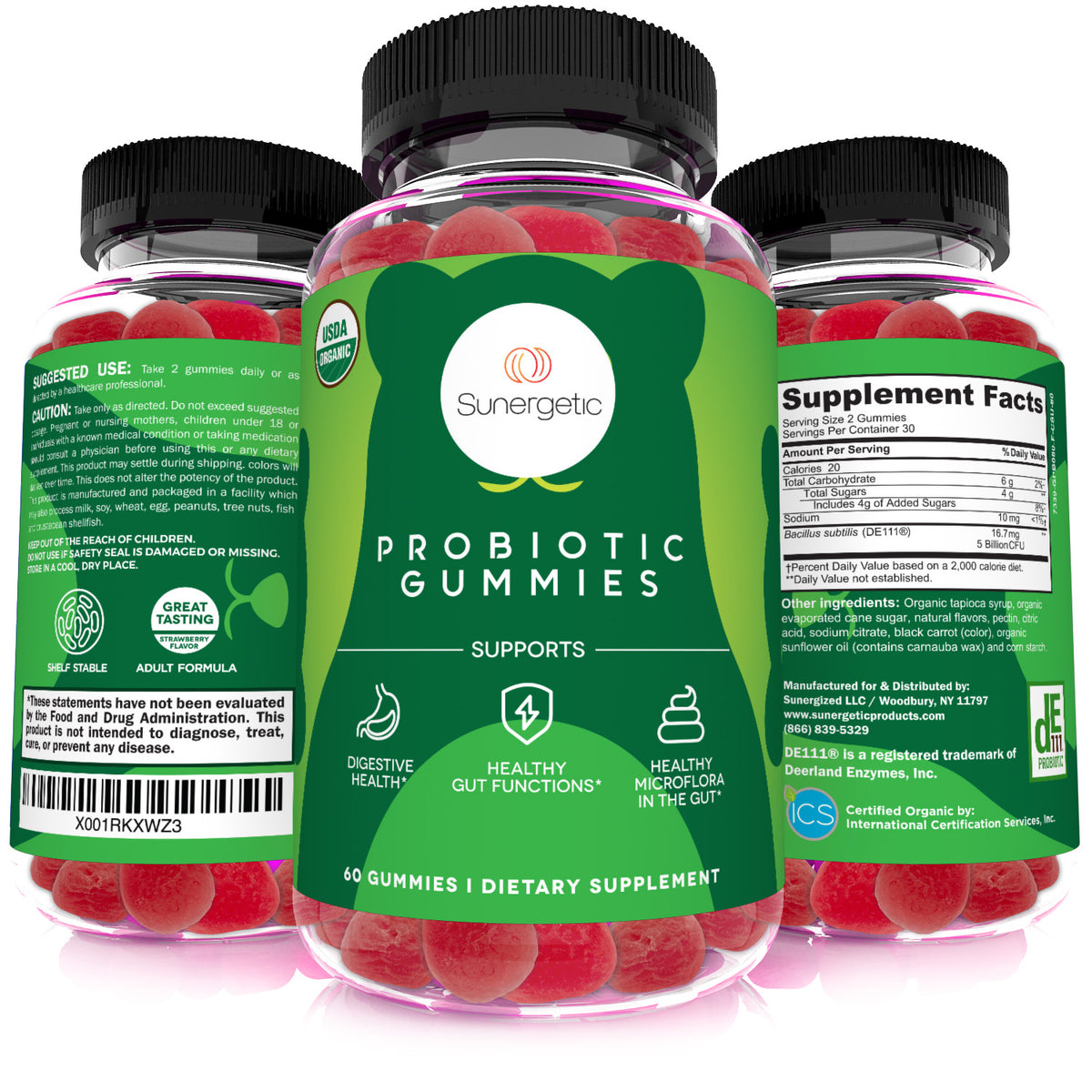 Sunergetic Products - Organic Probiotic Gummies – 5 Billion CFU Per ...