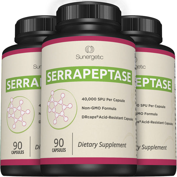 Sunergetic Products - Premium Serrapeptase Enzyme Supplement - 40,000 SU