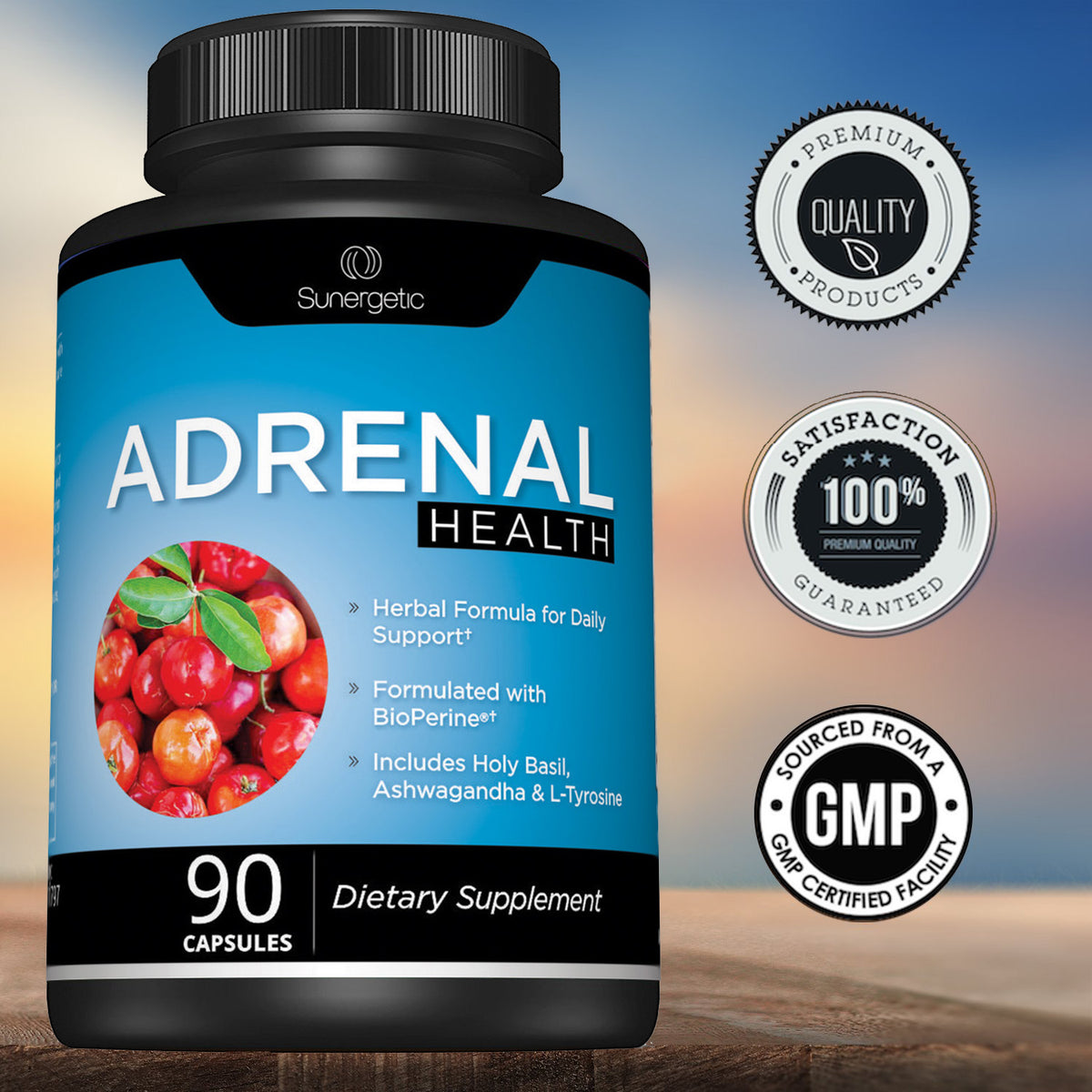 Sunergetic Products - Adrenal Support Supplement - 90 Capsules